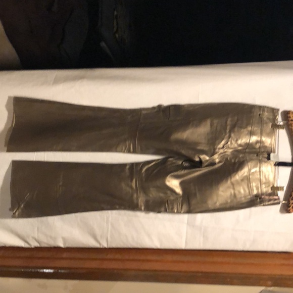 Cache | Pants & Jumpsuits | Cache Dark Gold Butter Leather Lined Cargo ...